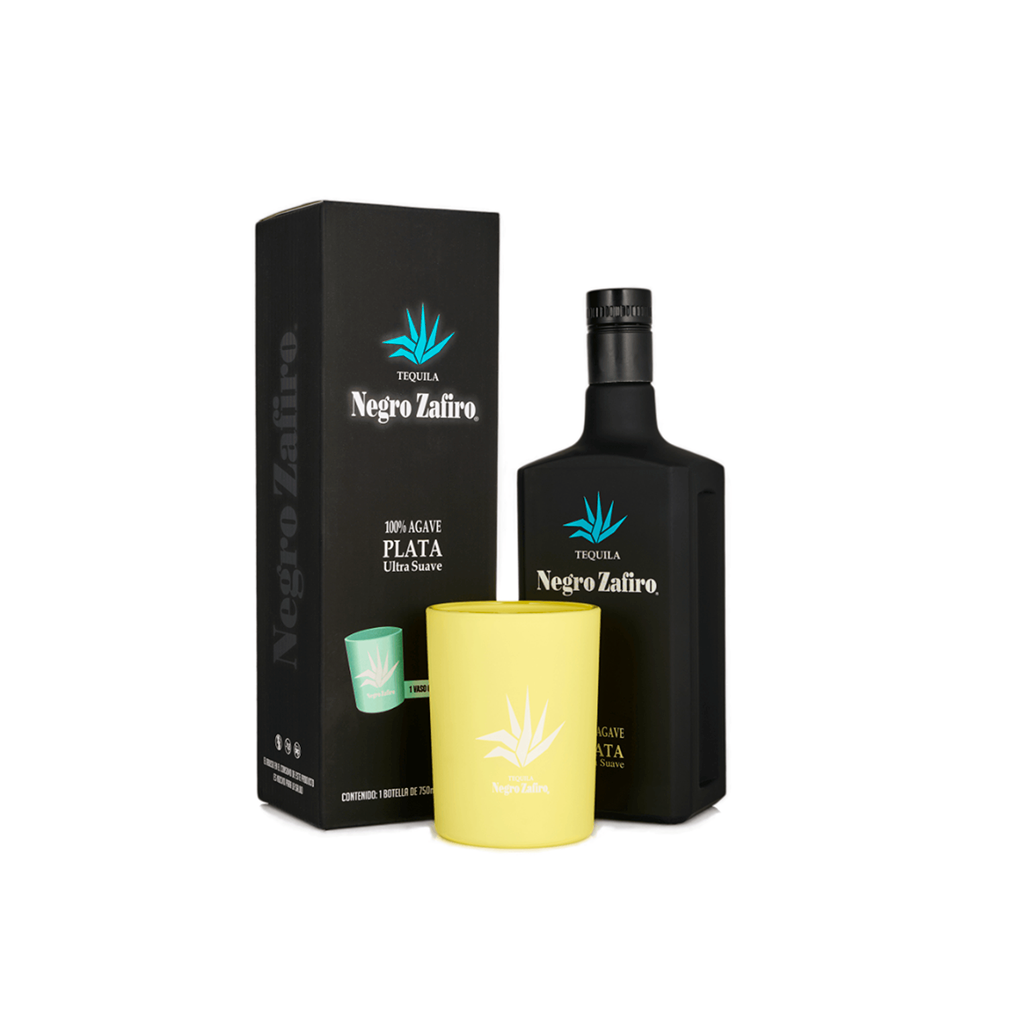 Tequila Negro Zafiro Plata 750ml+Vaso – Vinolesa